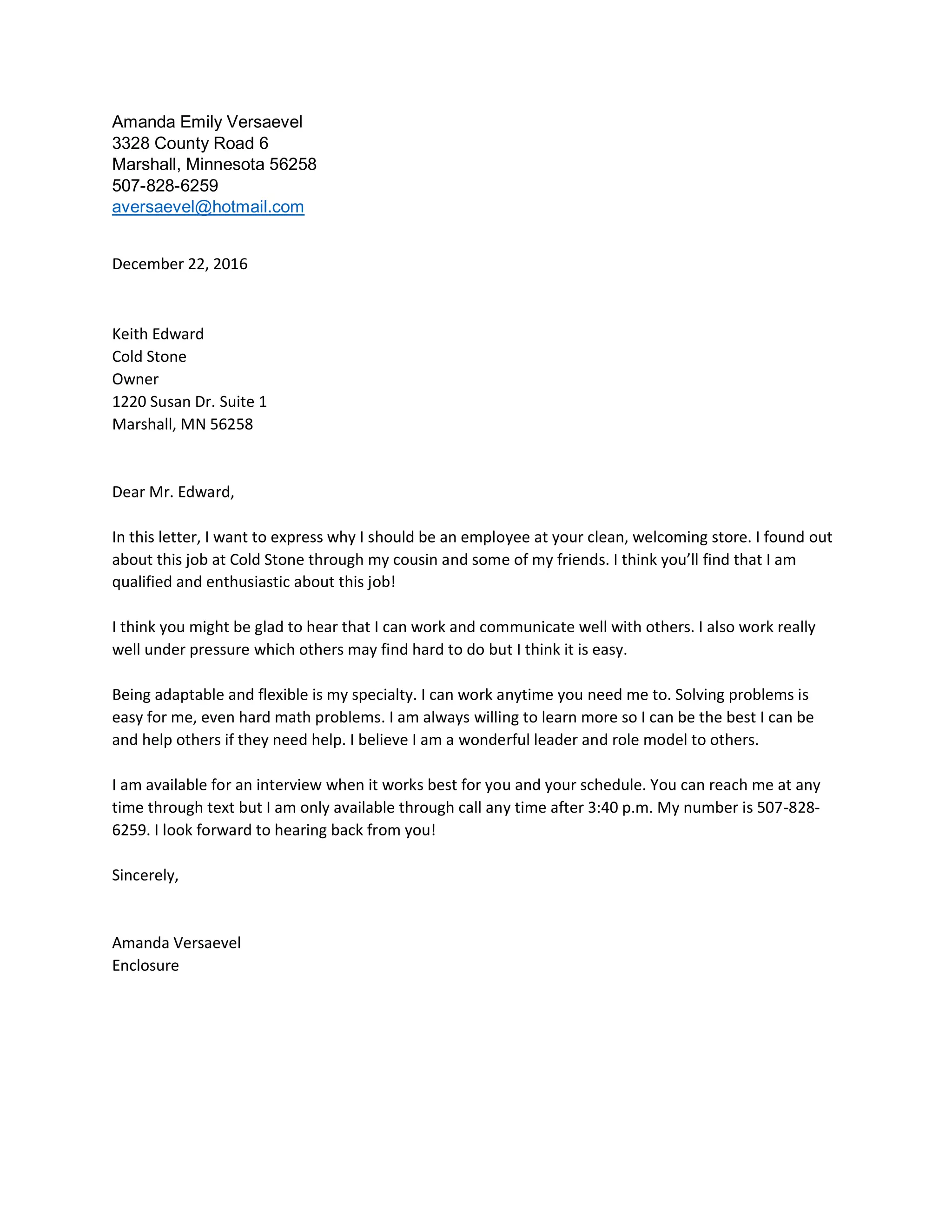 cover letter keith 2 | PDF