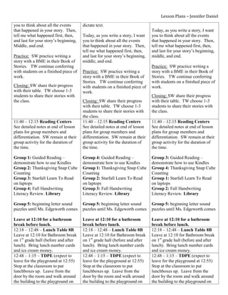 Kindergarten Lesson Plan Example | PDF