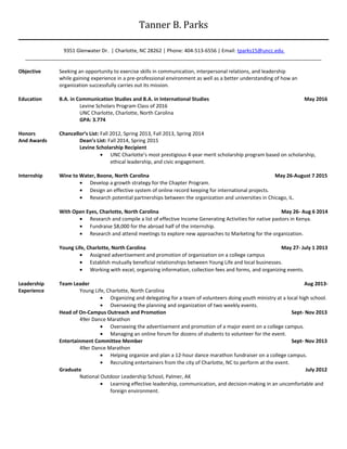 Senior Year Resume | DOC | Undergraduate Education | College Education