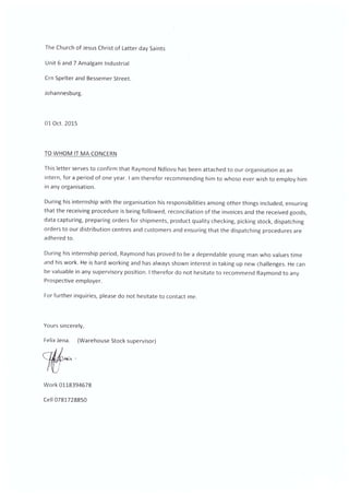 Warehouse Reference Letter | PDF