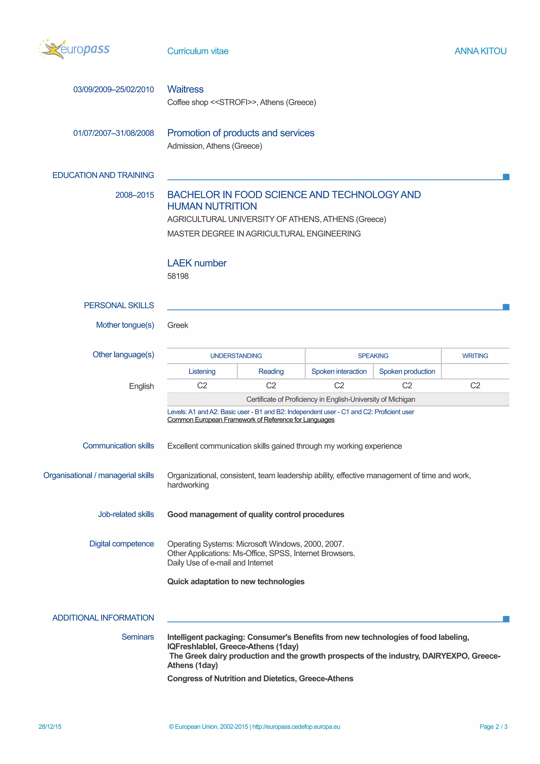 ΚΙΤΟU ANNA CV-EN | PDF