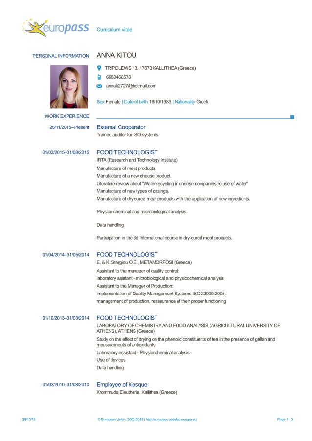 ΚΙΤΟU ANNA CV-EN | PDF