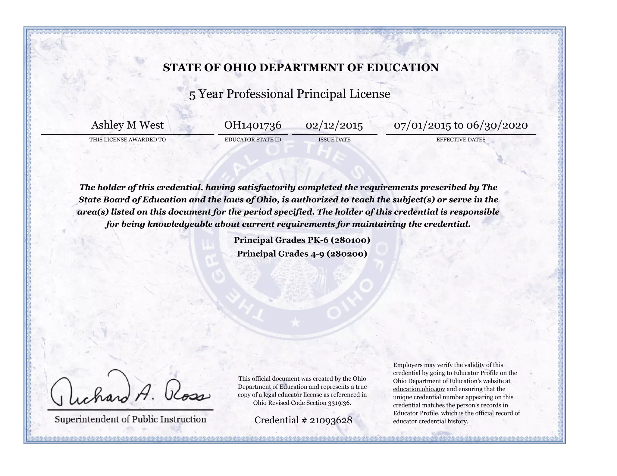 Principal Certificate | PDF