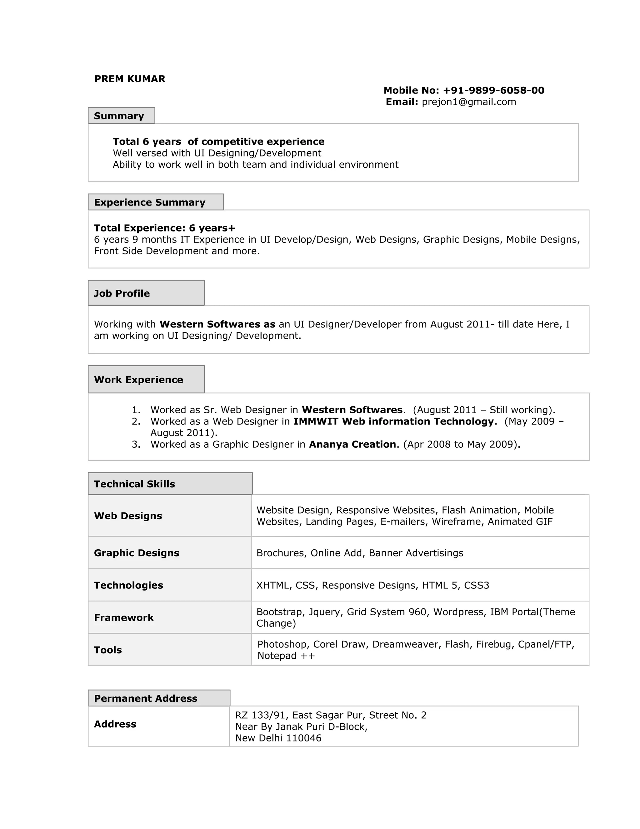 Prem_Kumar_Web_Designer_Developer (1) | PDF