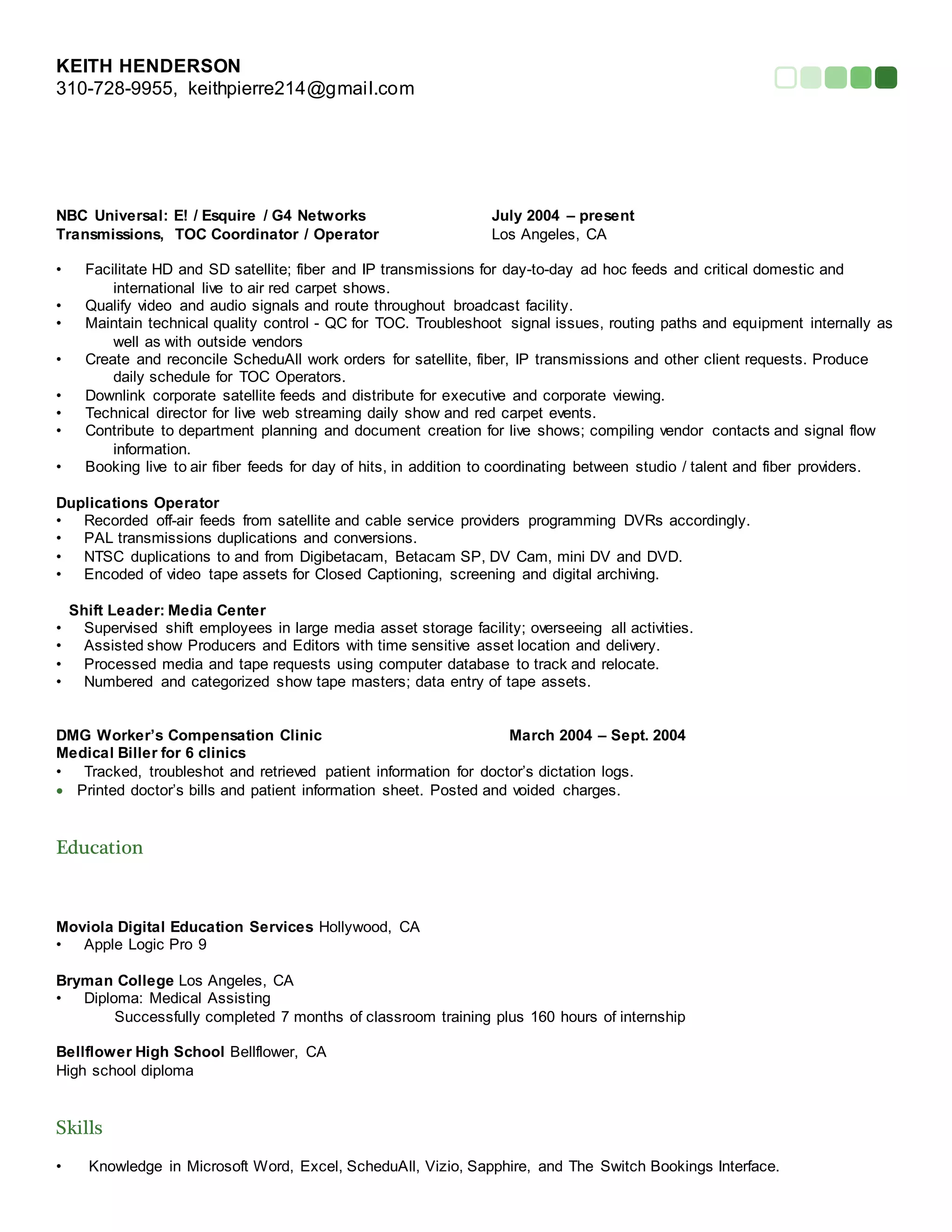 Keith's TOC Resume | DOCX