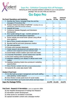 Expo Pro - Exhibition Campaign Kick-off Packages | PDF