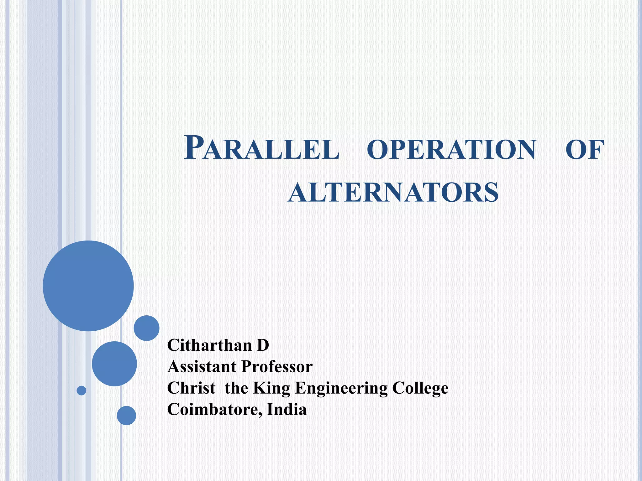 Parallel operation of alternators 1 | PPTX