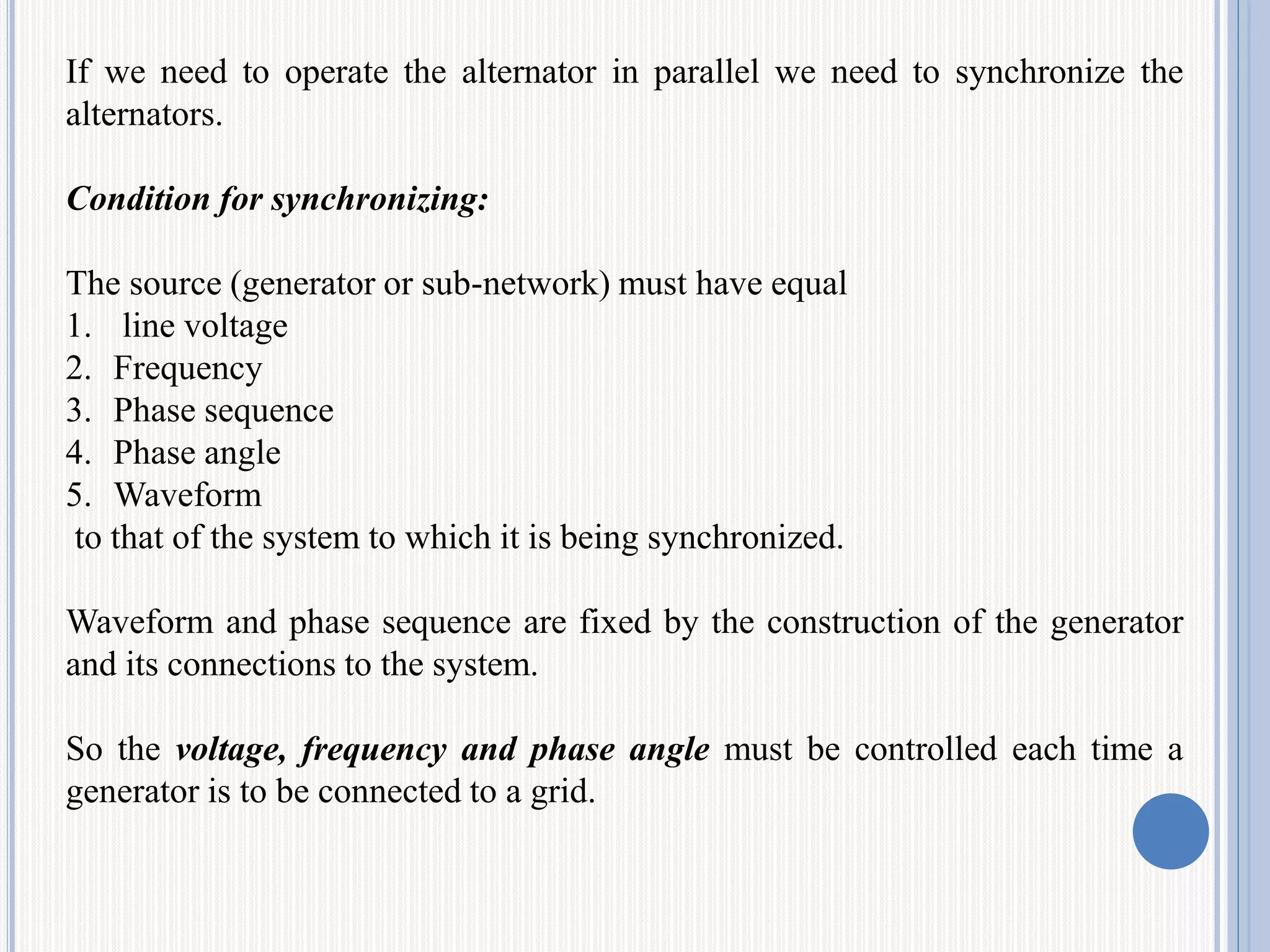 Parallel operation of alternators 1 | PPTX