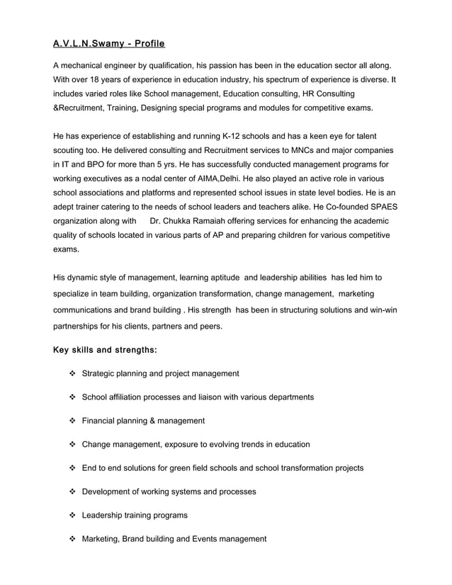 Profiile- Swamy AVLN | PDF
