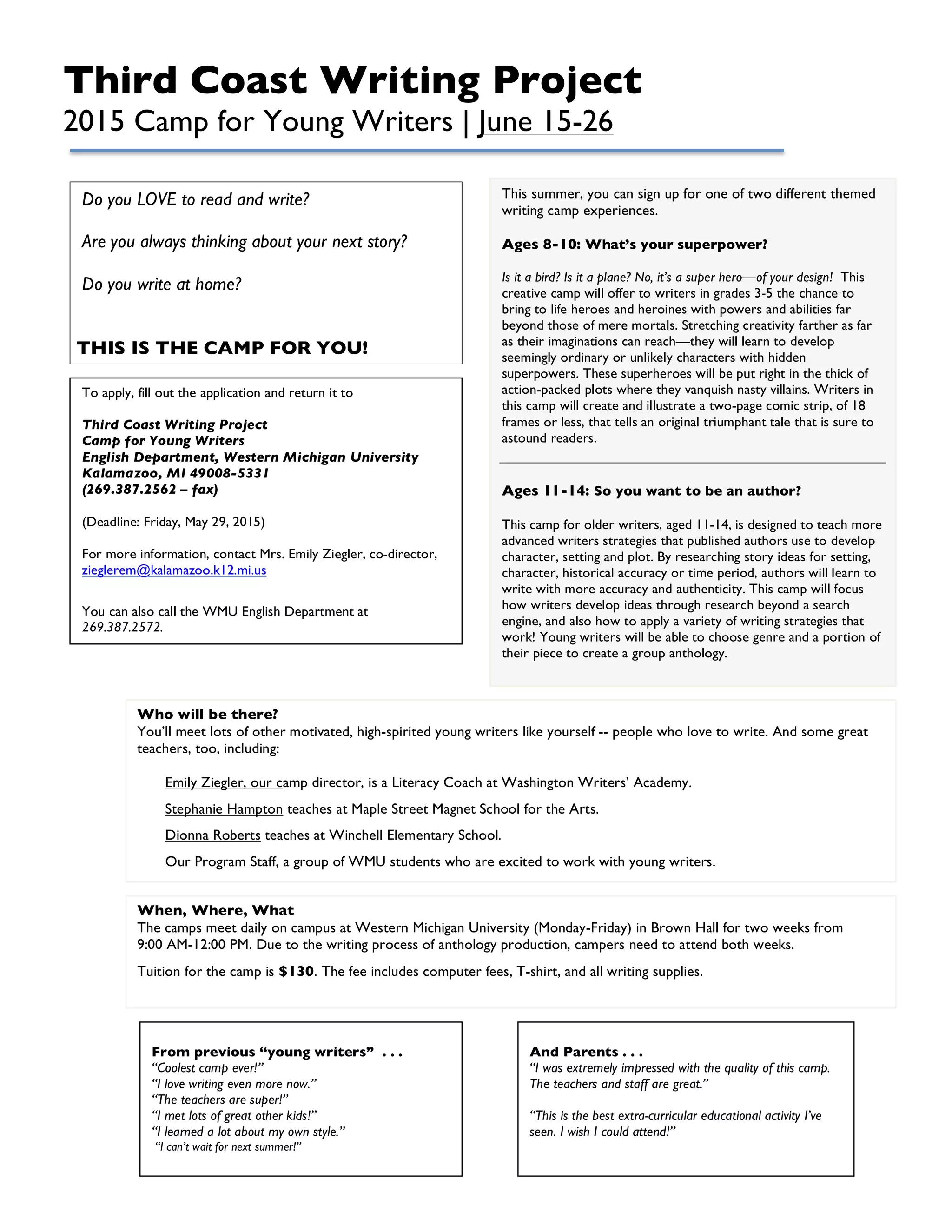 Camp For Young Writers | PDF | Screenwriting | Content Production