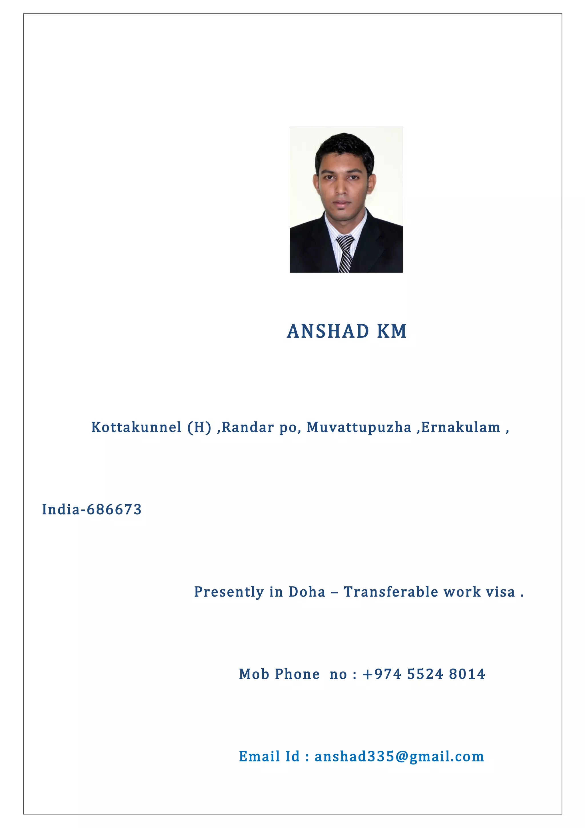RESUME OF ANSHAD | DOC | Human Resources | Business