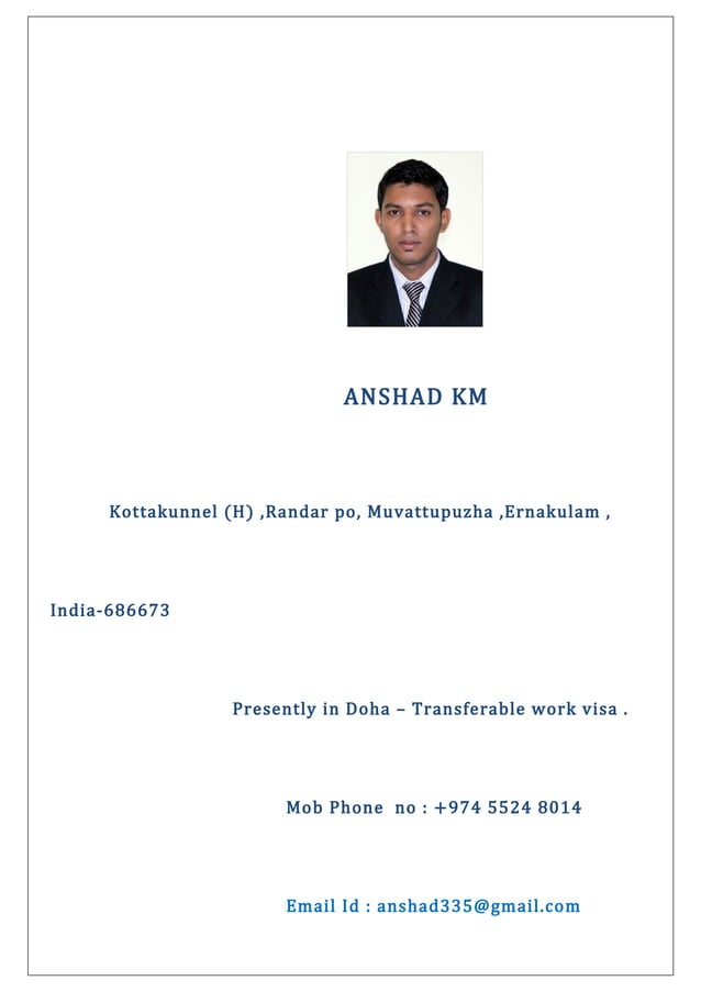 RESUME OF ANSHAD | DOC | Human Resources | Business