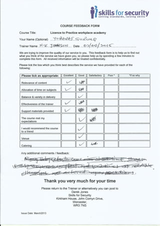 Course feedback forms Uxbridge | PDF