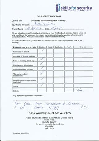 Course feedback forms Uxbridge | PDF