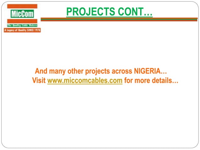 MicCom Cables and Wires Ltd Profile | PPTX