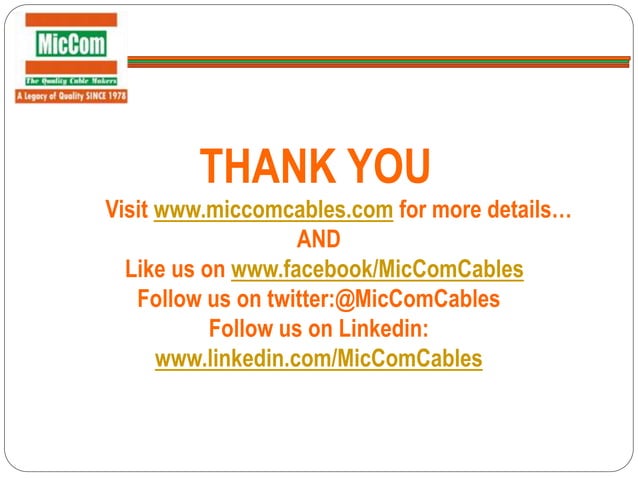 MicCom Cables and Wires Ltd Profile | PPTX