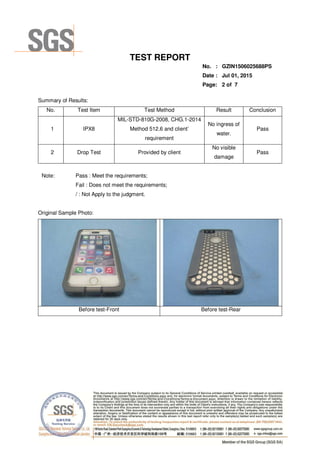 IP-X8 SGS test report for YG water-proof iPhone 6 case.PDF