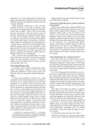 Australian IP Law Bulletin Article_2015 | PDF | Genetics | Science