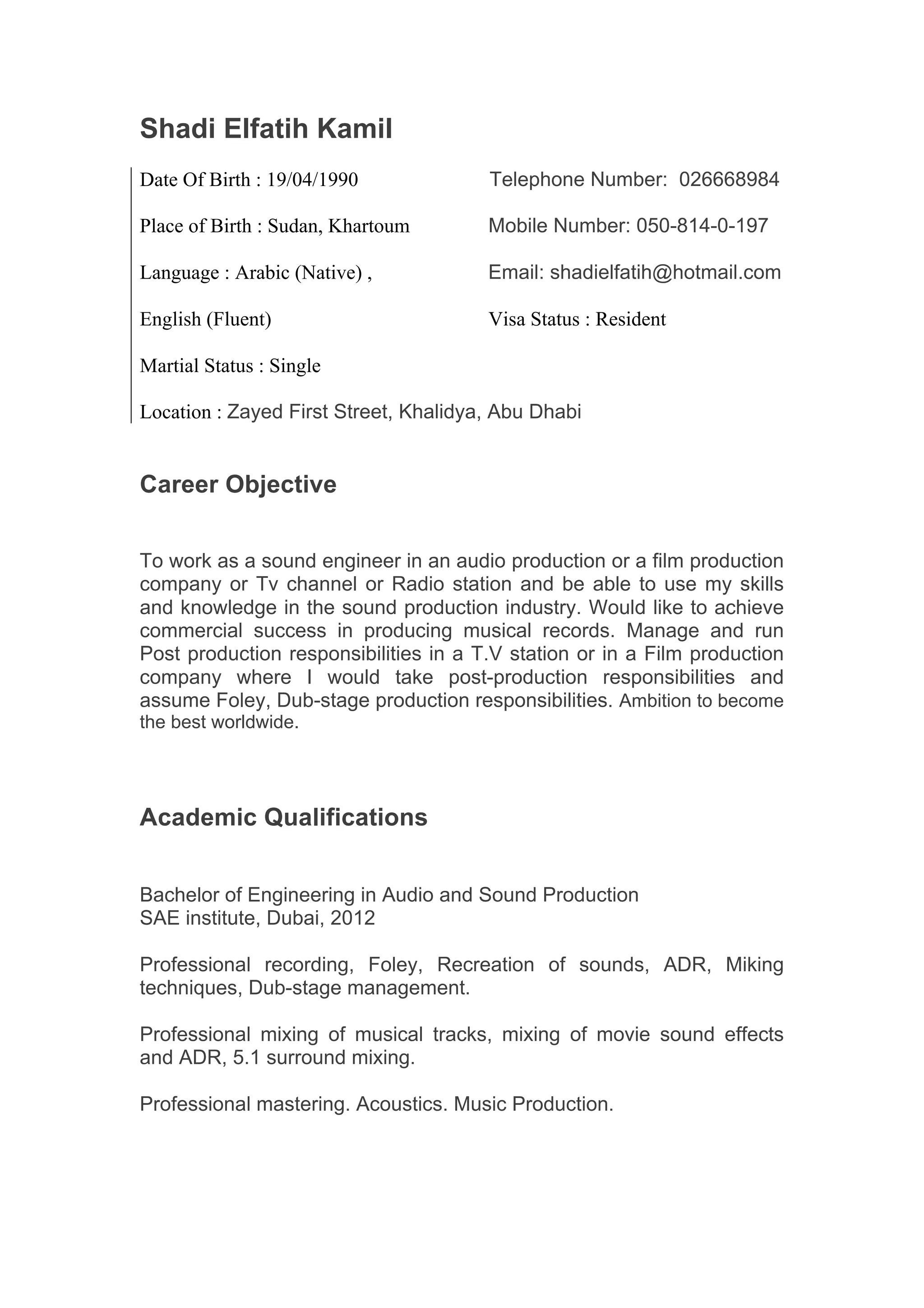 shadi cv feb 2016 | PDF