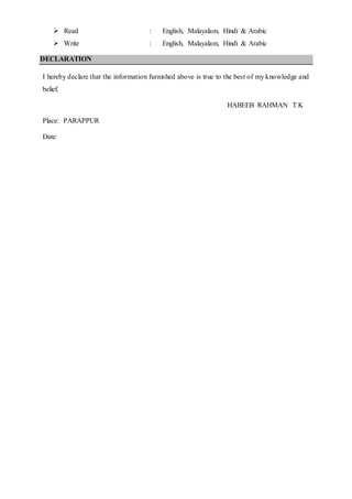 .HABEEB.CV | Education