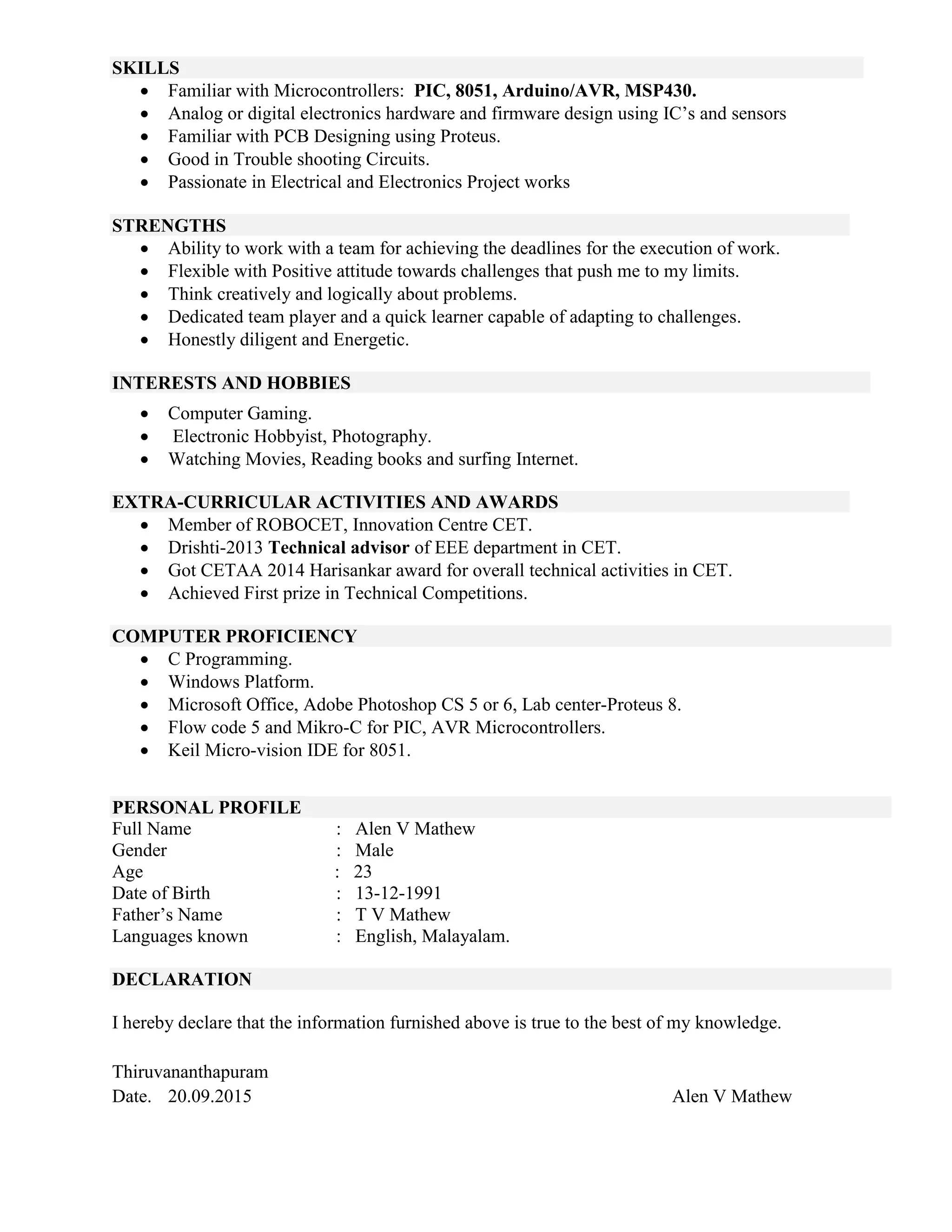 Alen resume 2015 Revised | PDF