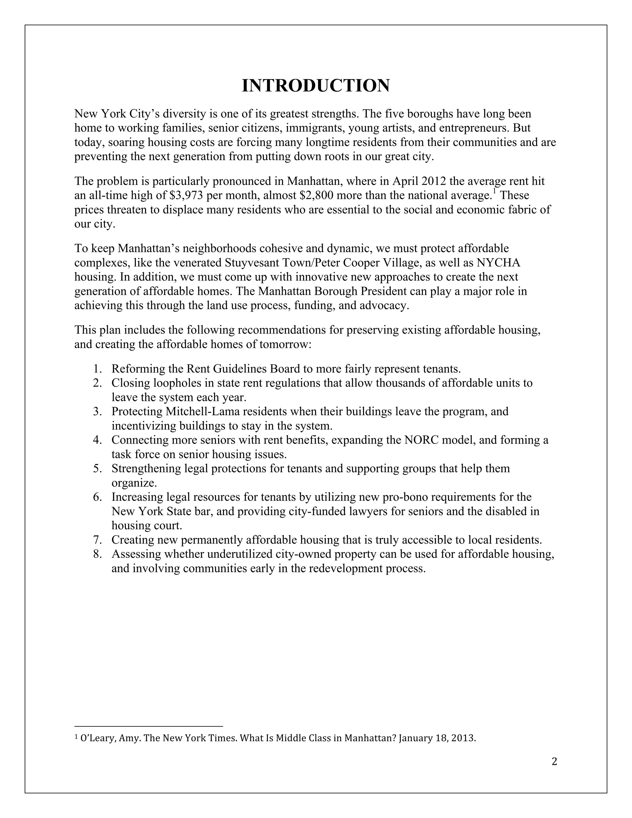 Writing Sample Policy Report on Affordable Housing | PDF