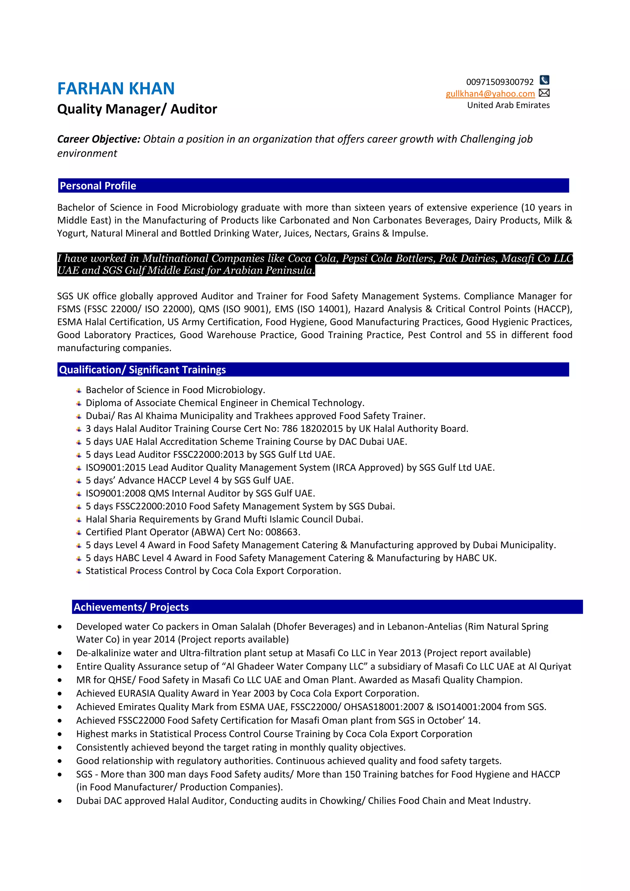 Farhan Khan CV | PDF