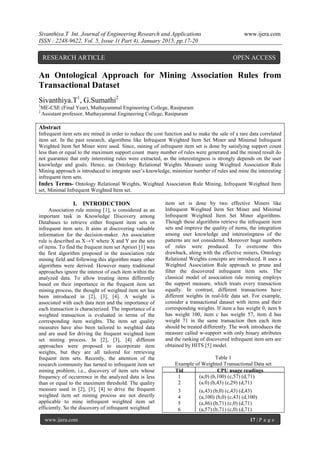 An Ontological Approach for Mining Association Rules from Transactional Dataset | PDF