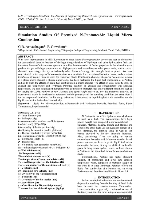 Simulation Studies Of Premixed N-Pentane/Air Liquid Micro Combustion ...