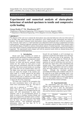Experimental and numerical analysis of elasto-plastic behaviour of notched specimen to tensile ...