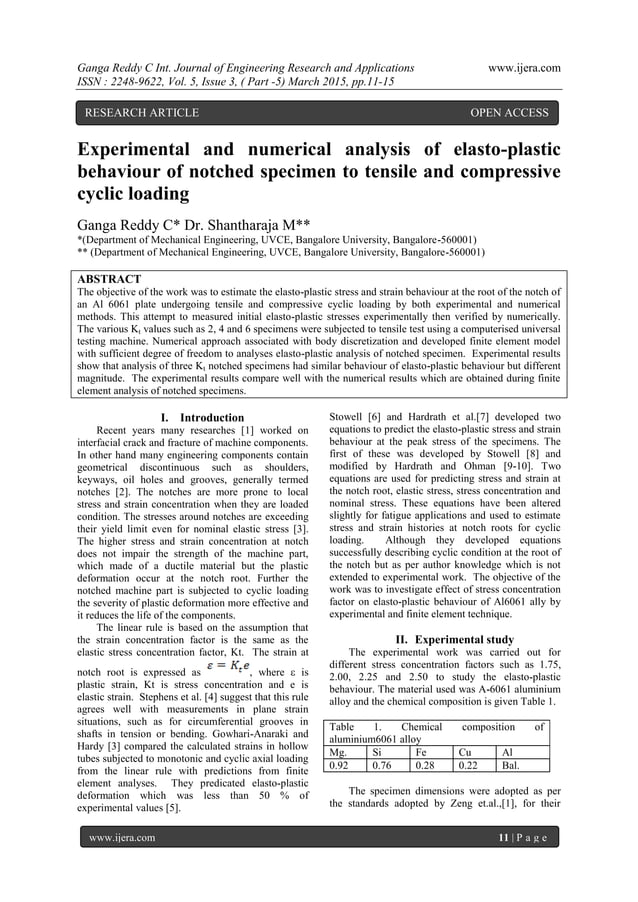 Experimental and numerical analysis of elasto-plastic behaviour of ...