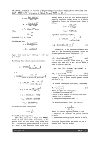 Contact Stress Analysis of Stainless Steel Spur Gears using Finite Element Analysis and ...
