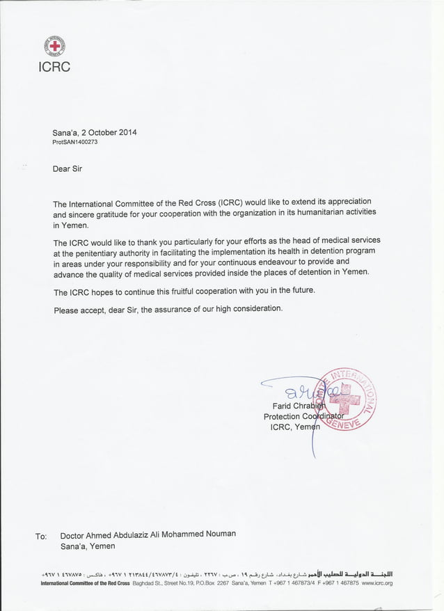 Gratitude Letter From ICRC | PDF