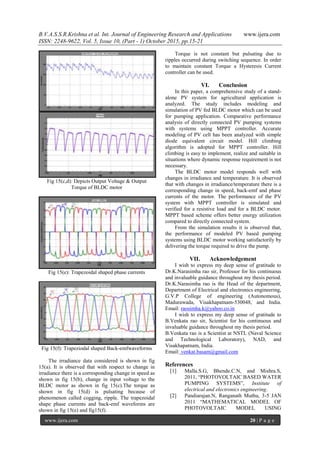 Performance Evaluation of Photo-Voltaic fed Brushless Direct Current Motor for Agricultural ...