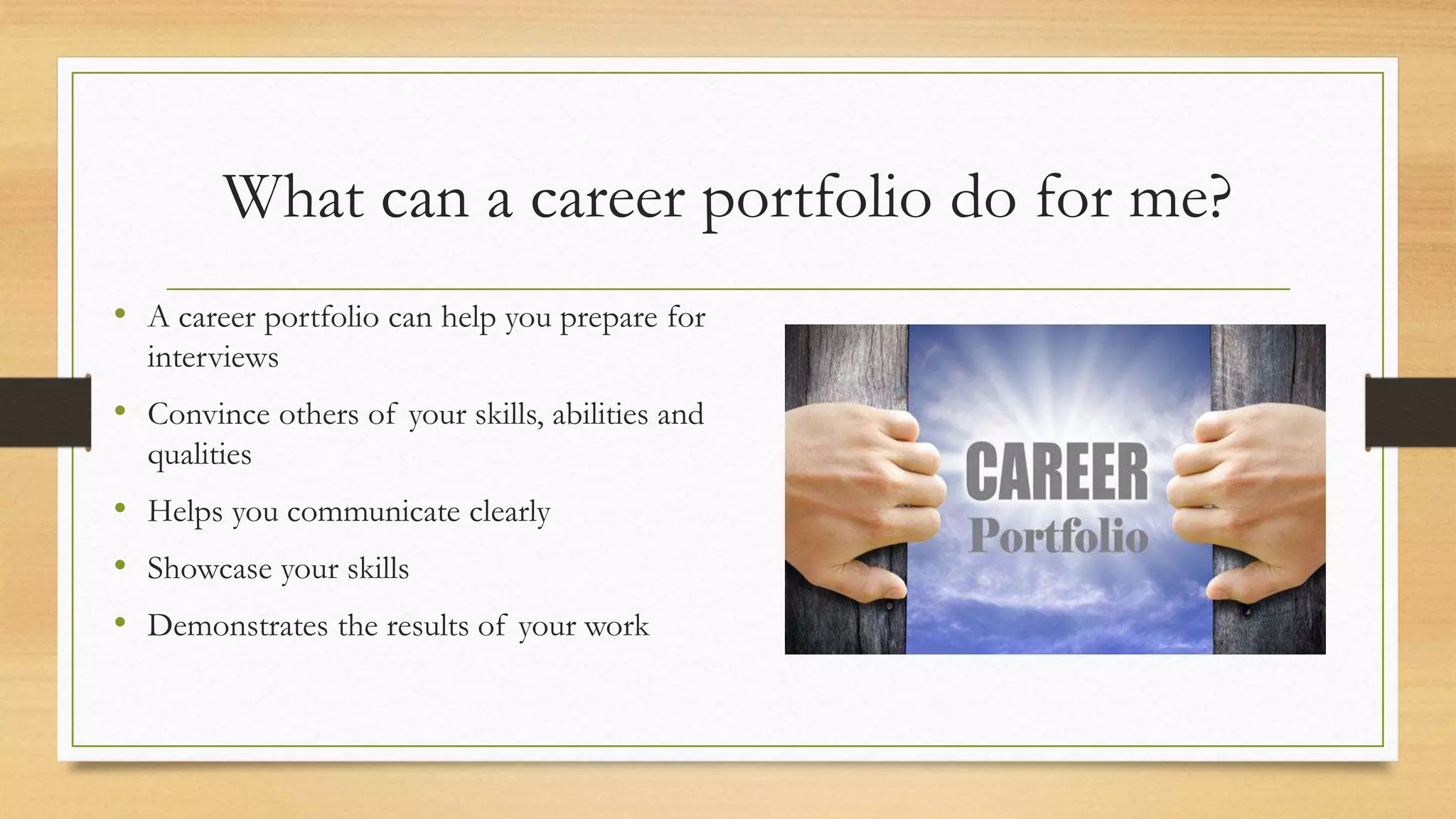CAREER PORTFOLIO PRESENTATION | PPTX