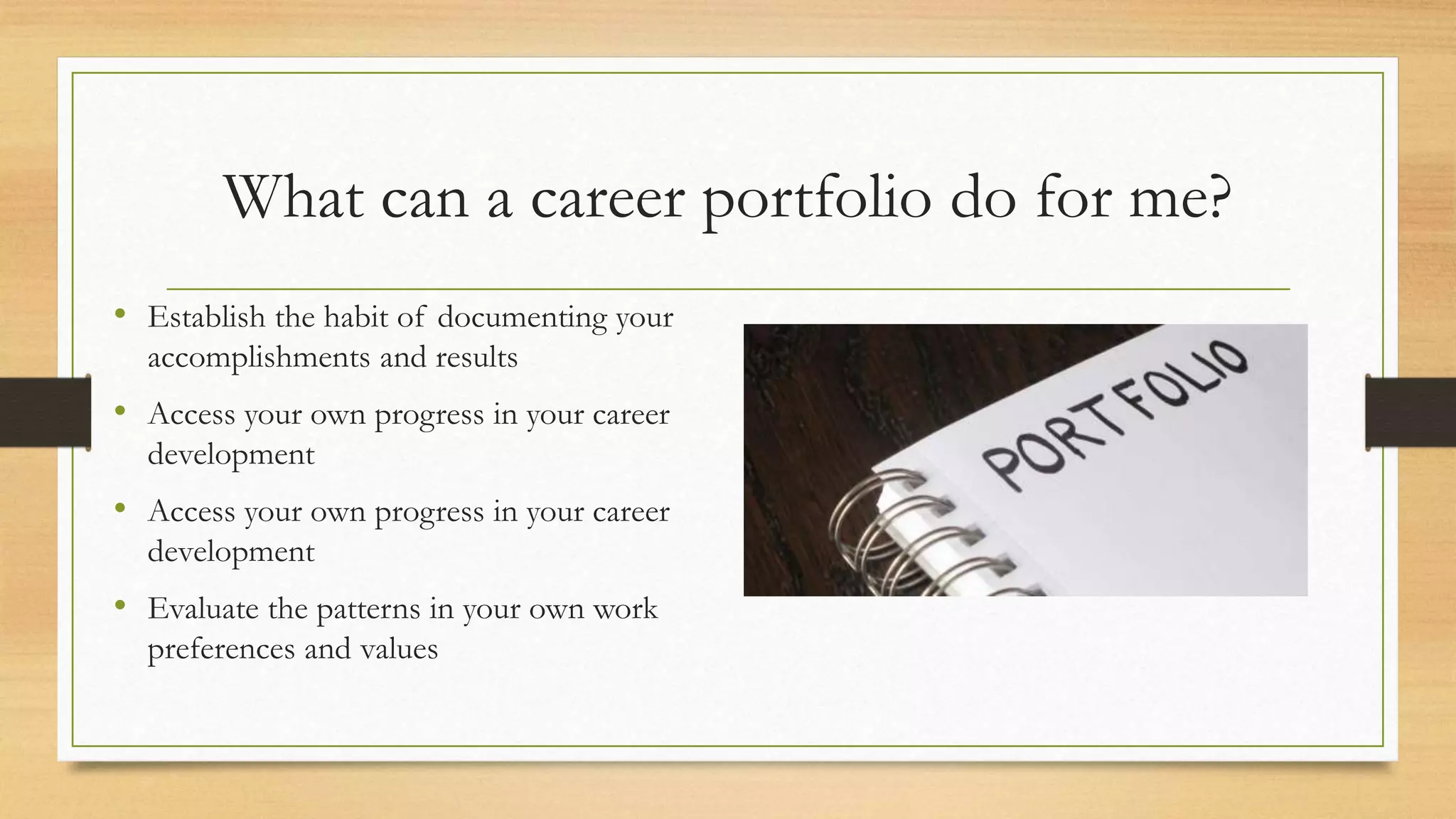 CAREER PORTFOLIO PRESENTATION | PPTX