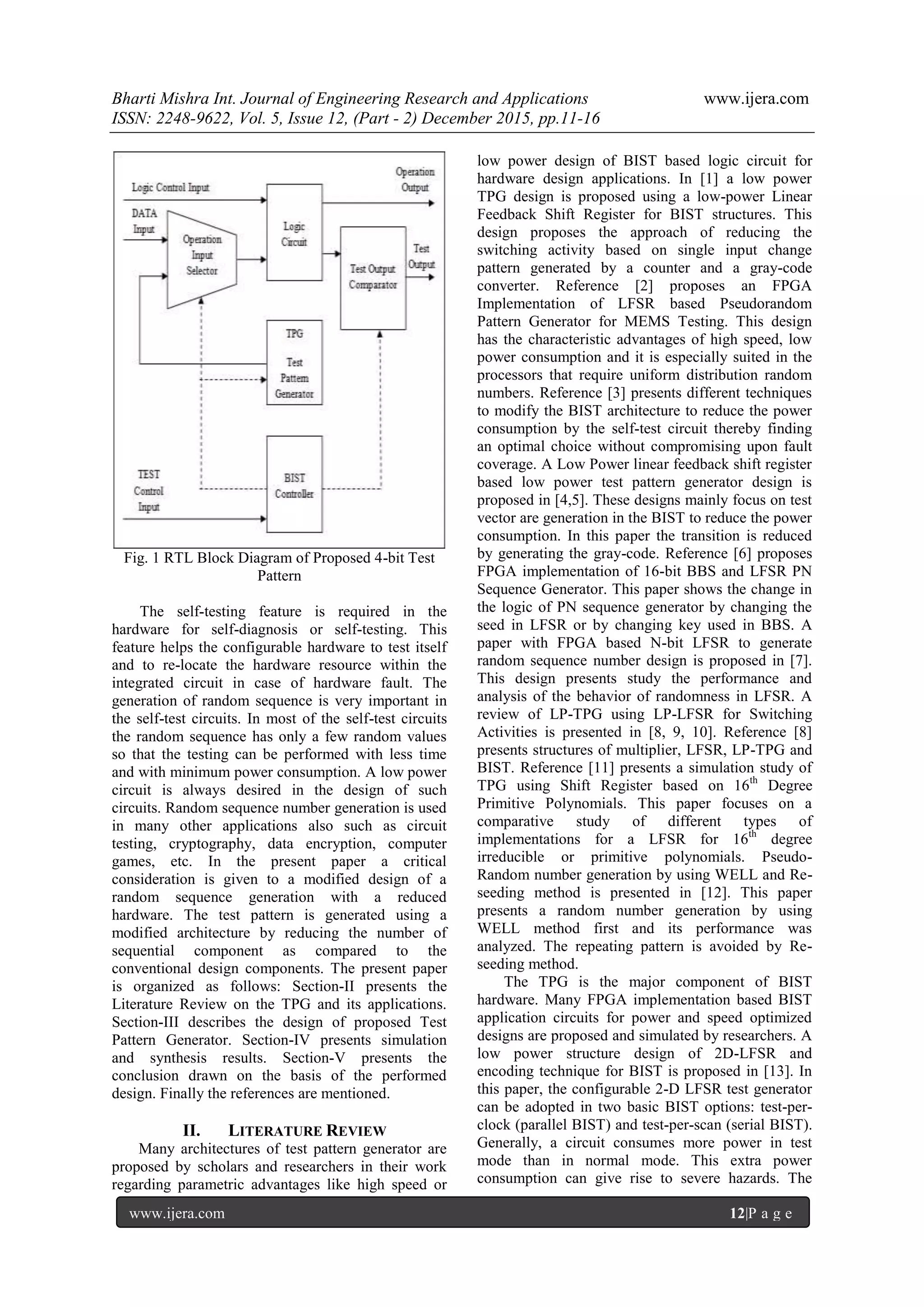 A Modified Design Of Test Pattern Generator For Built In Self Test Applications Pdf 6949
