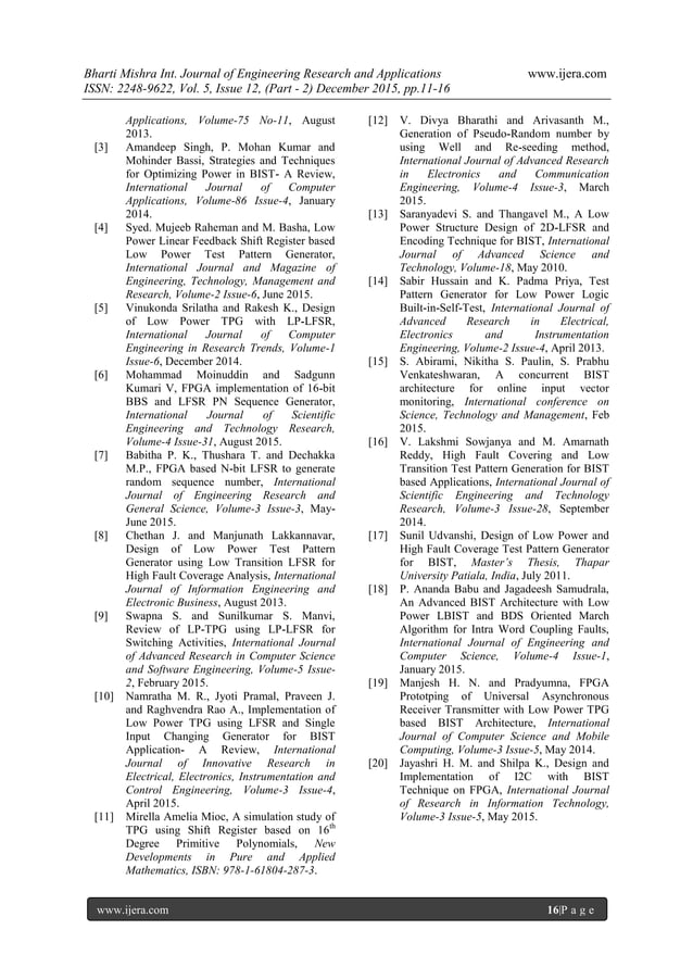 A Modified Design Of Test Pattern Generator For Built In Self Test Applications Pdf