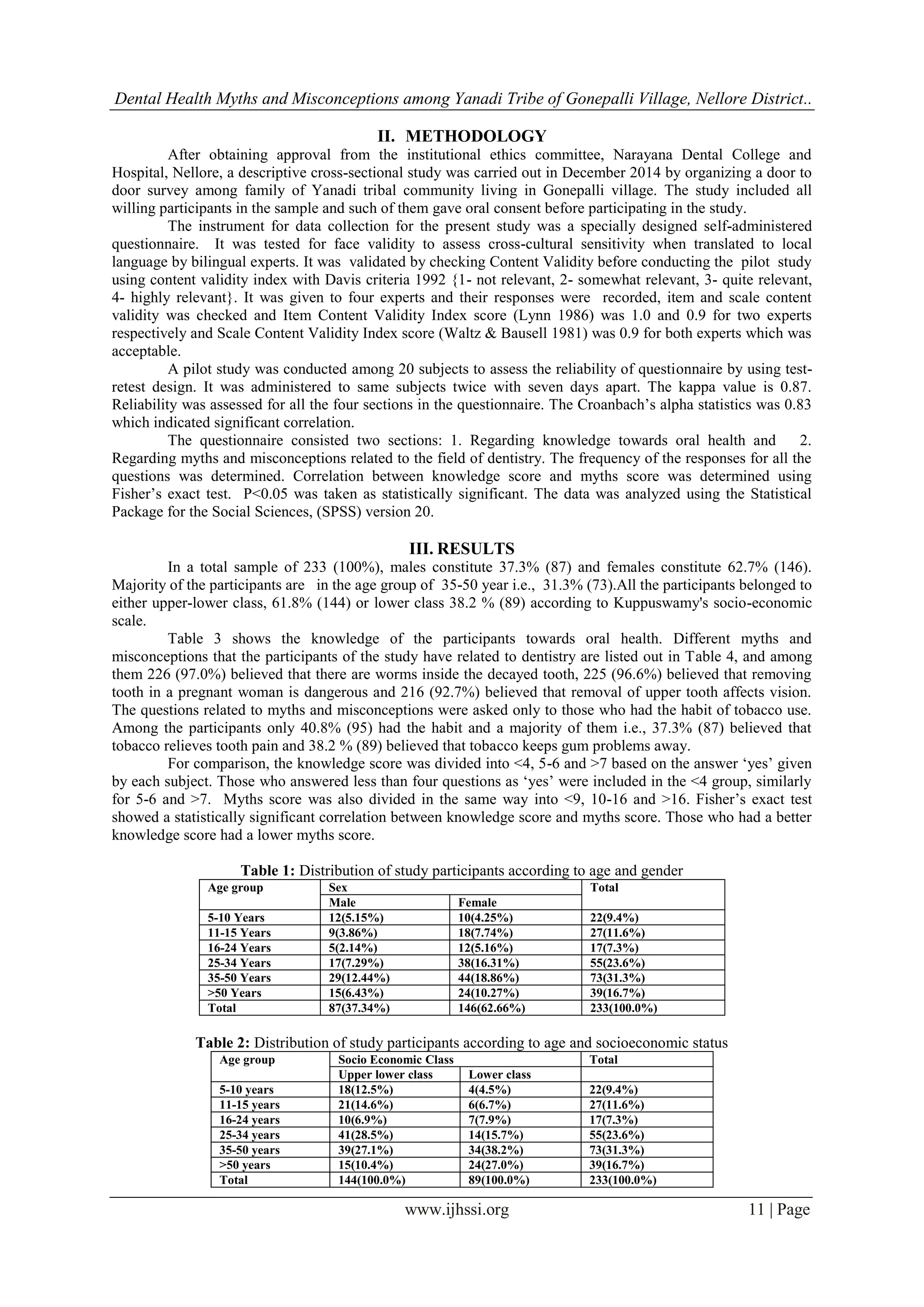 Dental Health Myths and Misconceptions among Yanadi Tribe of Gonepalli ...