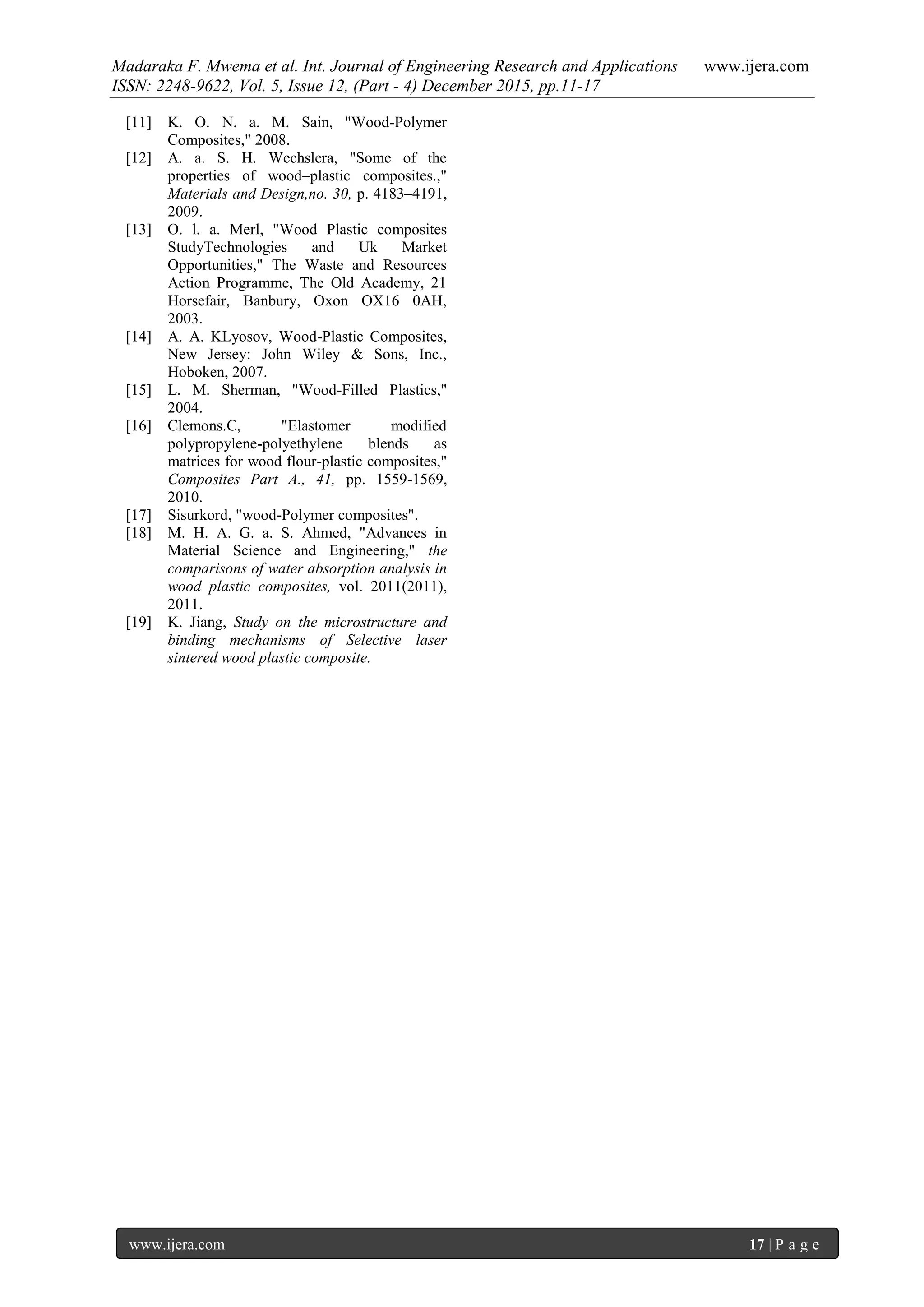 Development of Wood-Plastic Composite at Dedan Kimathi University of ...