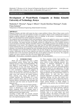 Development of Wood-Plastic Composite at Dedan Kimathi University of Technology, Kenya | PDF