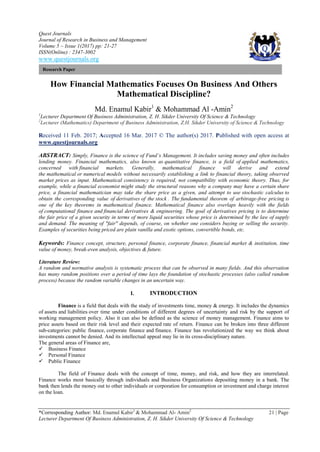How Financial Mathematics Focuses On Business And Others Mathematical ...