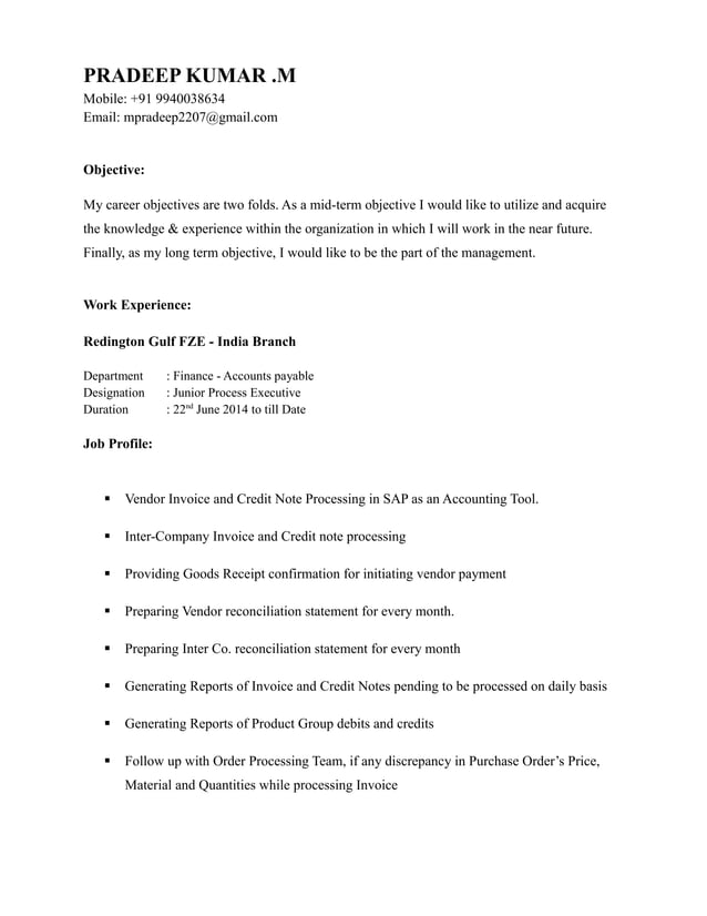 Pradeep resume | PDF