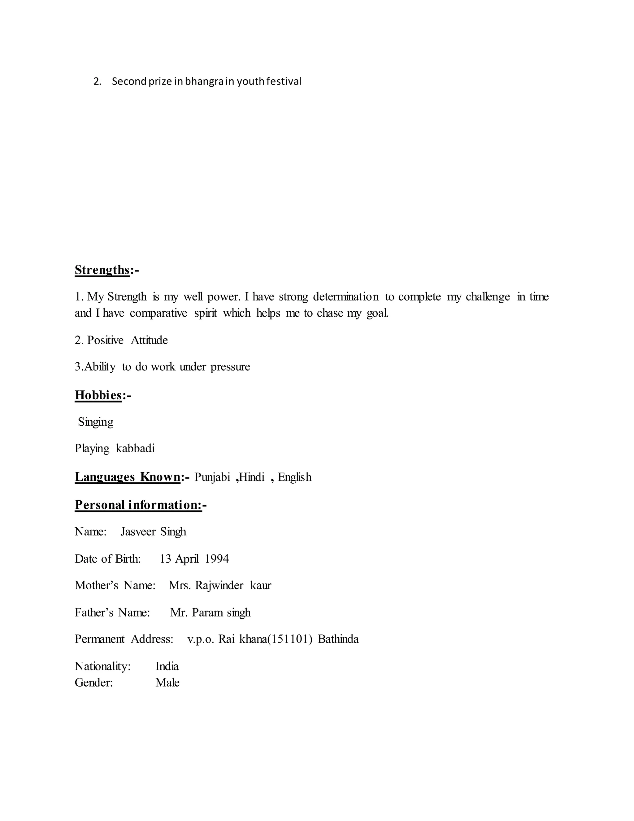 jasveer singh resume | PDF