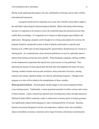 Youth Resistance Training | PDF | Injuries | Diseases and Conditions