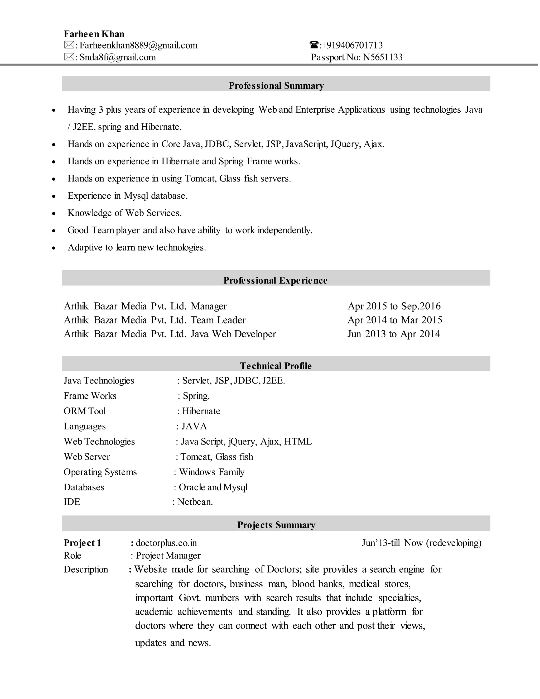 FarheenKhan_3_year Experince_Resume | DOCX