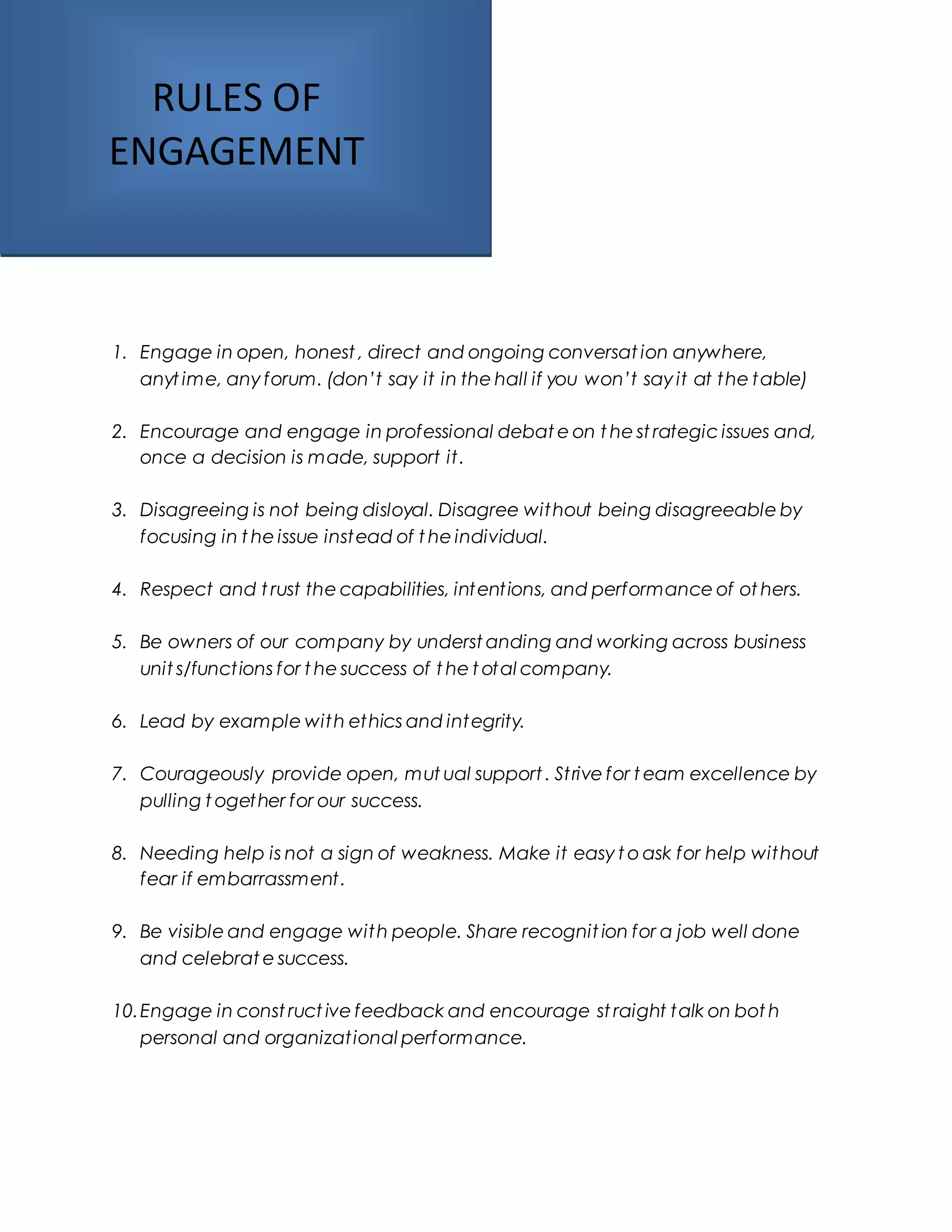 Rules of Engagement | PDF