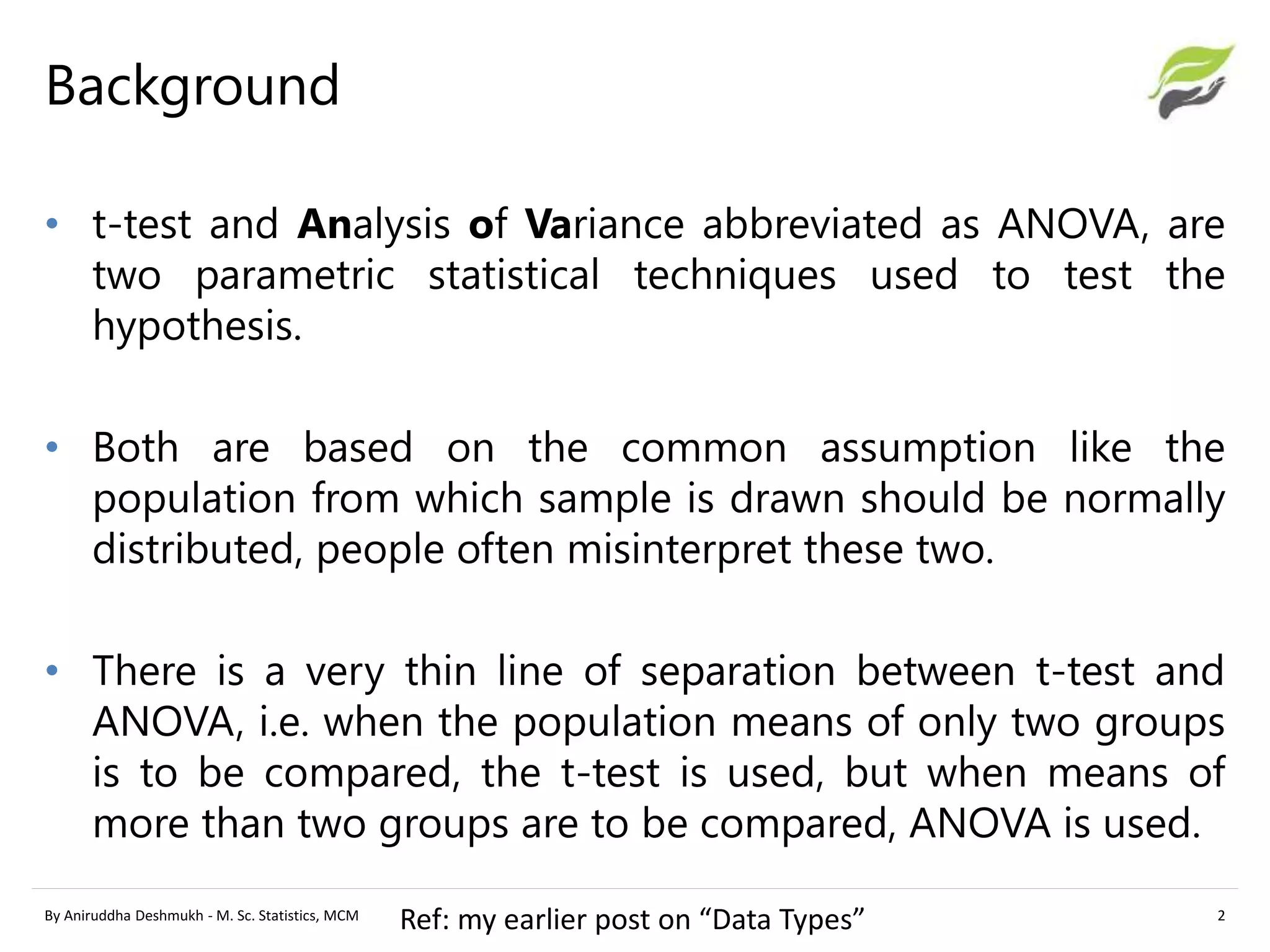 t-test vs ANOVA | PPTX | Standardized Testing | Educational Assessment