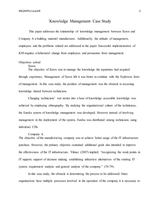 Knowledge Management Case Study | DOCX