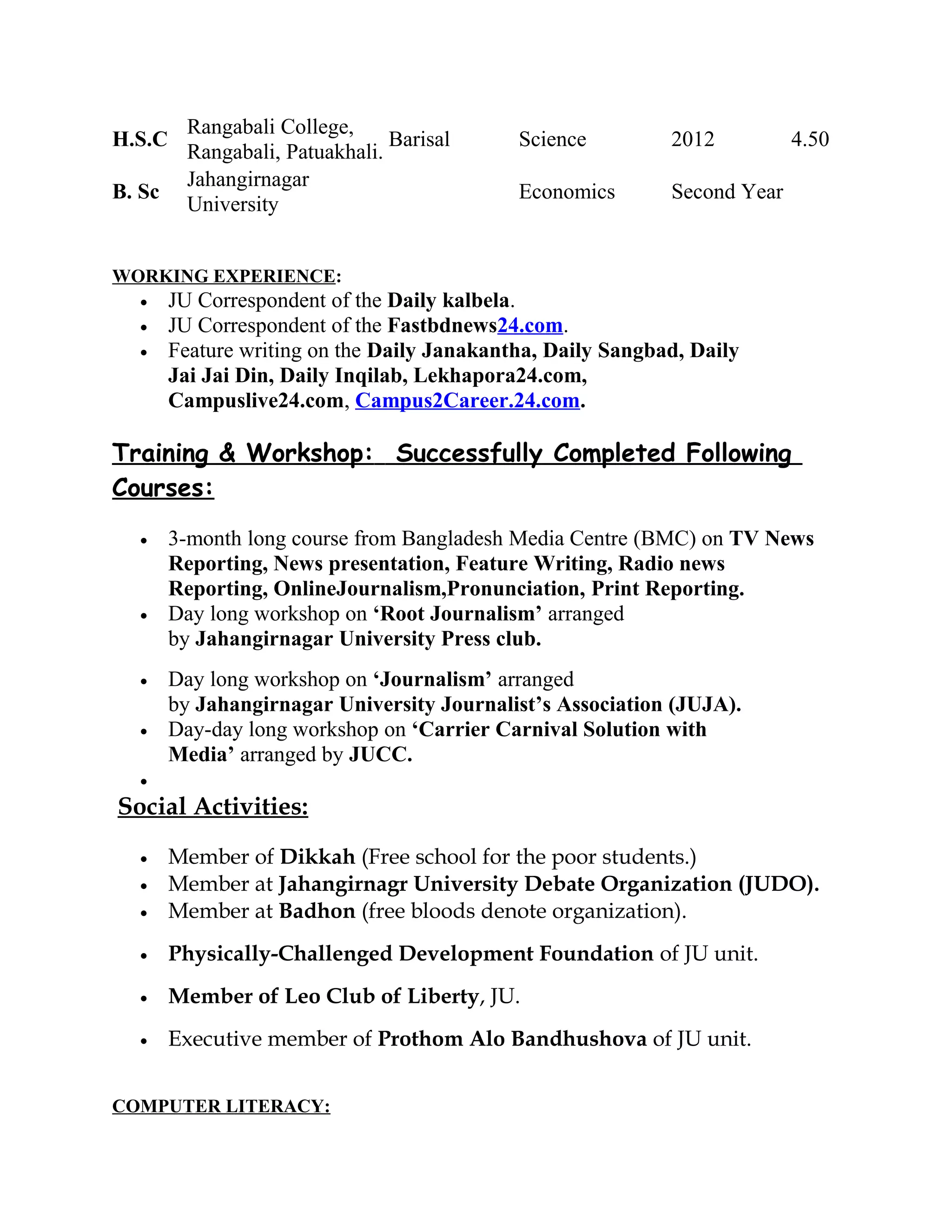 Cv of Md. Musa.JU., | DOC